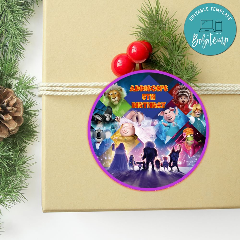 Sing 2 Circle Sticker Template Customizable DIY | Bobotemp