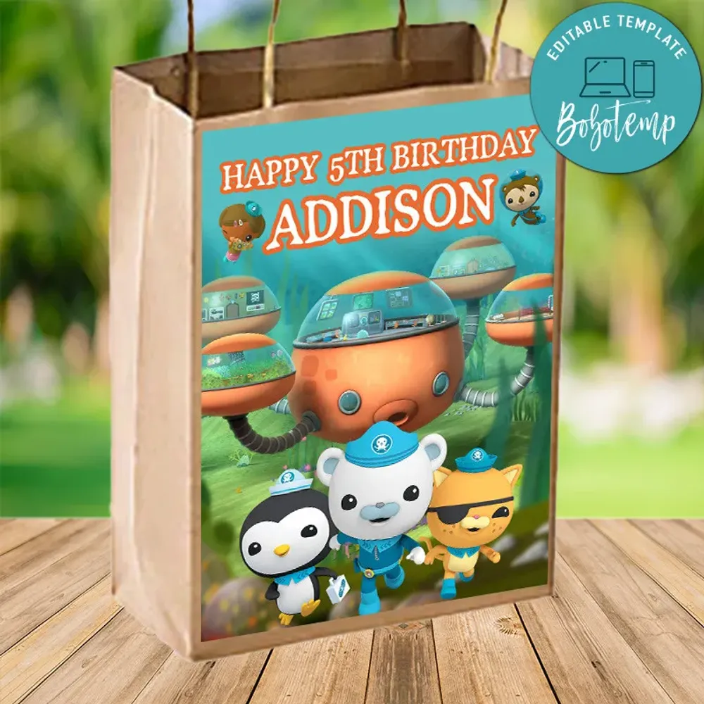 Octonauts Gift bag label Template Printable DIY | Bobotemp
