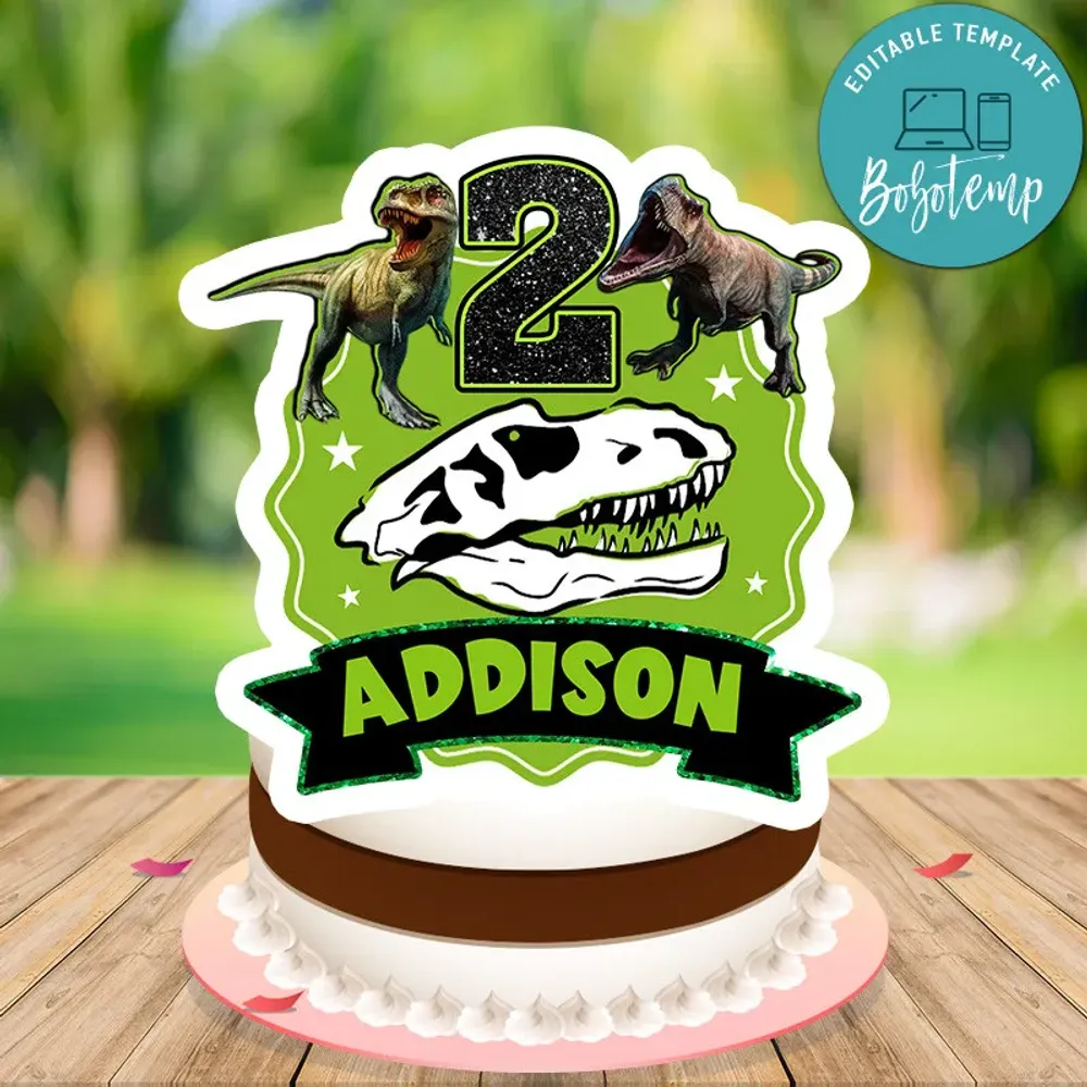 T-Rex Ranch Birthday Cake Topper Template Printable | Bobotemp