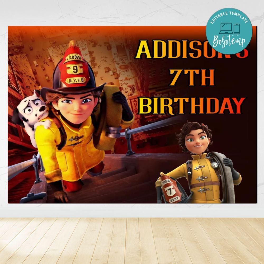 Fireheart Birthday Backdrop Digital File Template | Bobotemp