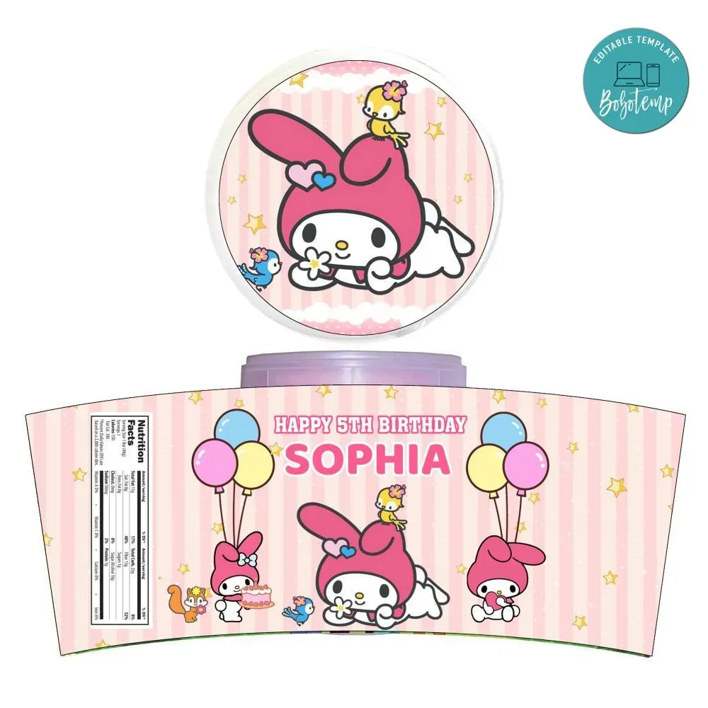 My Melody Cotton Candy Label Template | Bobotemp