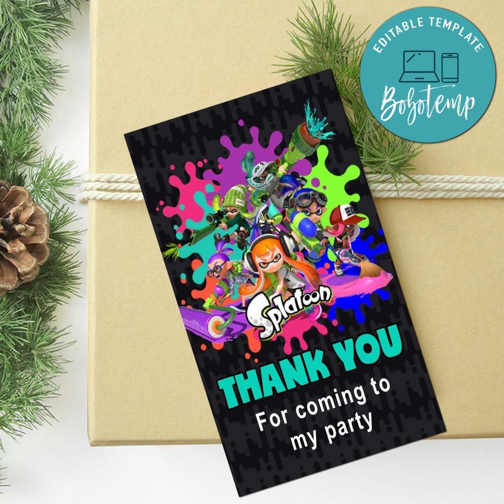 Splatoon Thank You Tag Customizable Template | Bobotemp