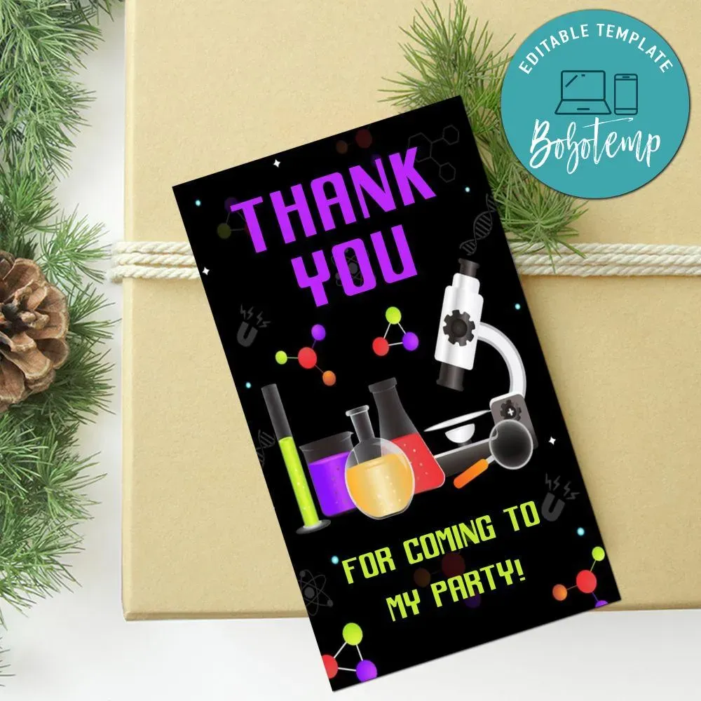 Science Thank You Tag Customizable Template | Bobotemp