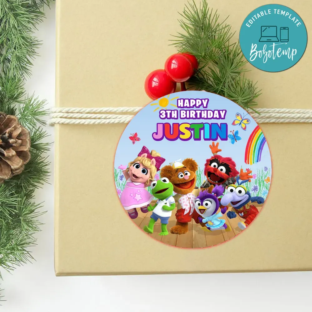 Muppet Babies Circle Sticker Template Customizable DIY | Bobotemp