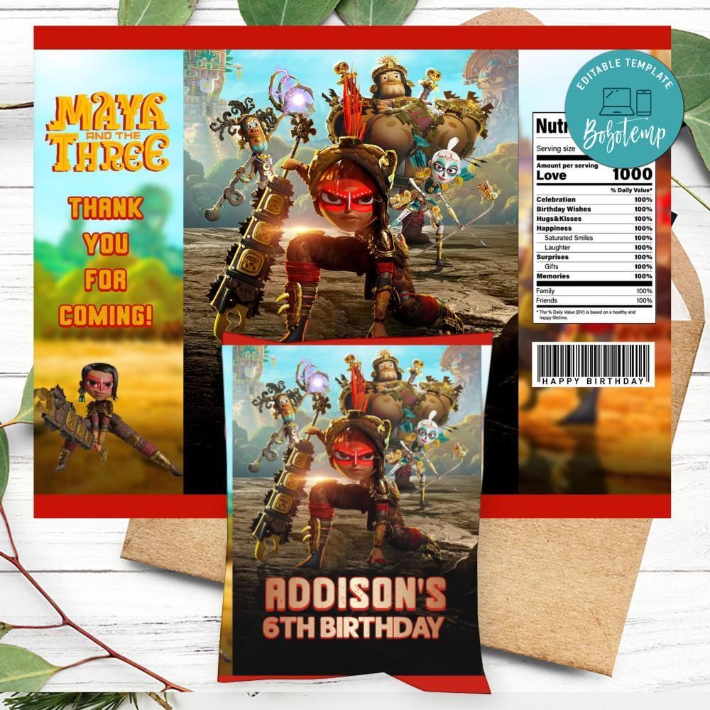 Maya and the Three Birthday Chip Bag Digital File Printable | Bobotemp