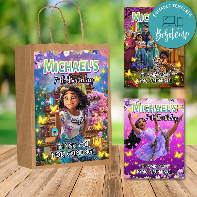 Encanto Gift bag label Template Printable Instant Download | Bobotemp