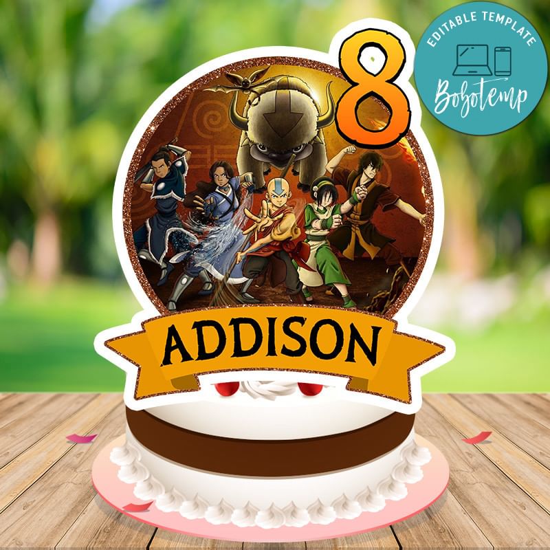 Avatar Airbender Birthday Cake Topper Template Printable | Bobotemp