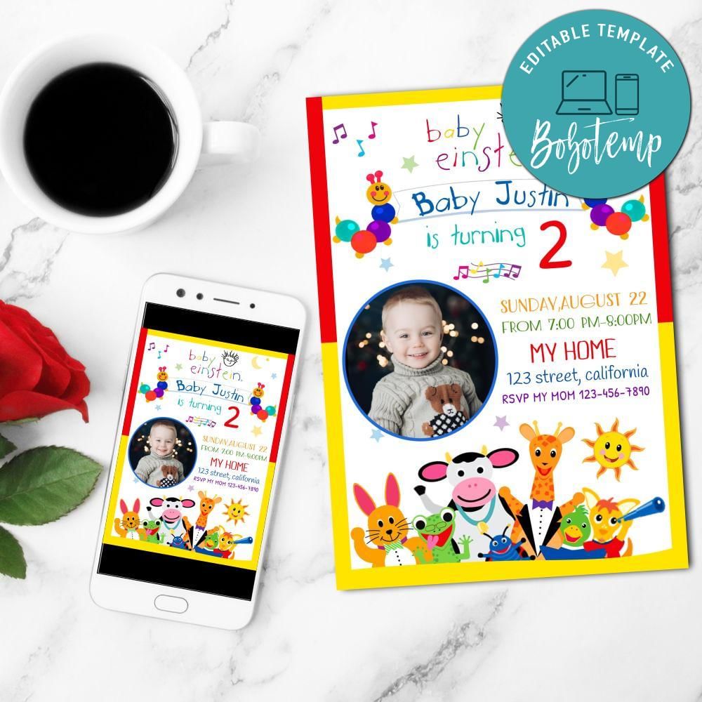 Baby Einstein Birthday Mobile Invite Customizable Instant Download ...