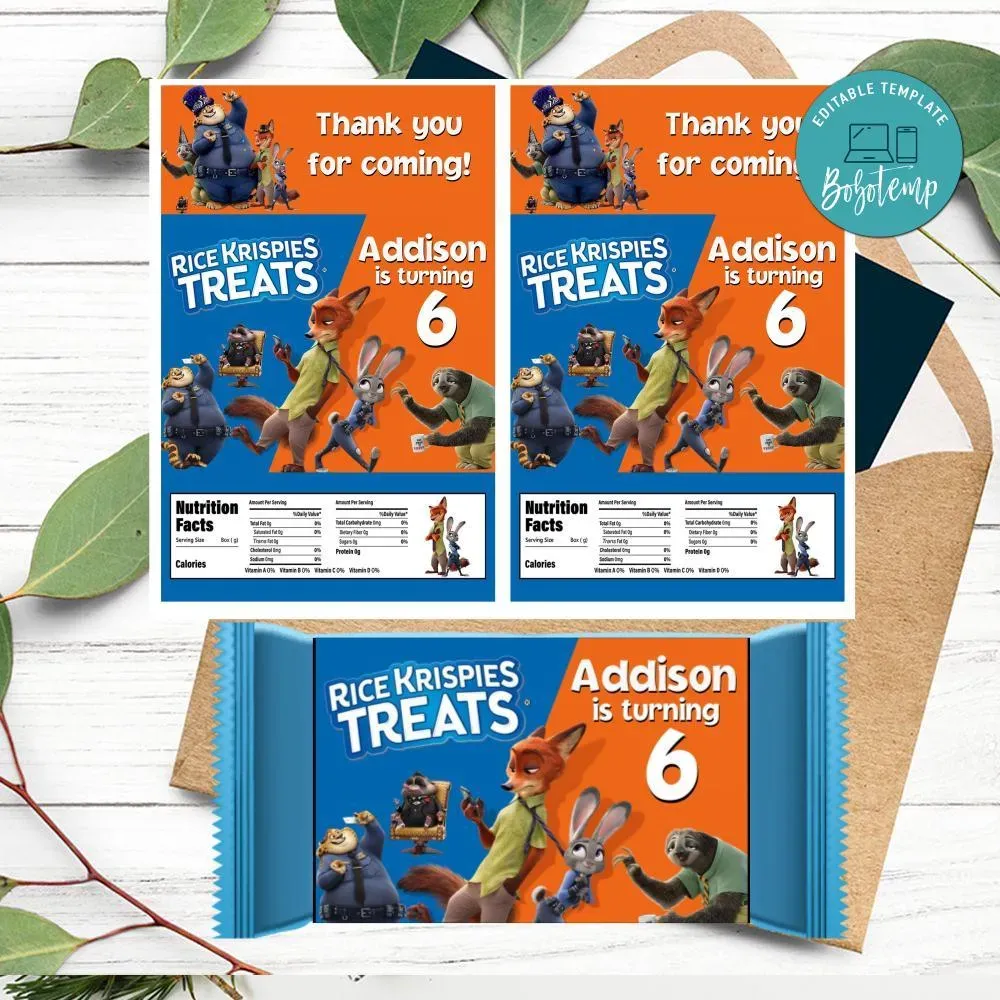 Zootopia Rice Krispies Treats Template Printable | Bobotemp