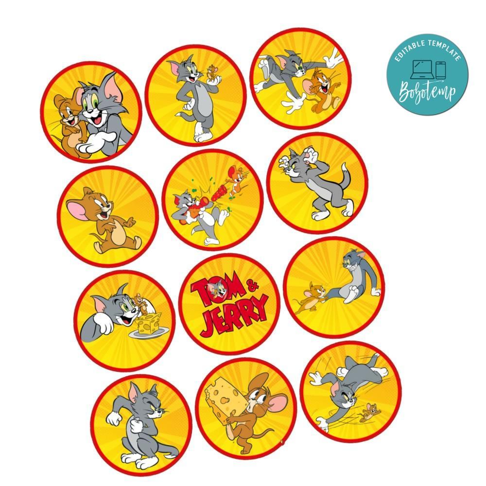 Tom And Jerry Cupcake Toppers Template Printable Instant Download ...