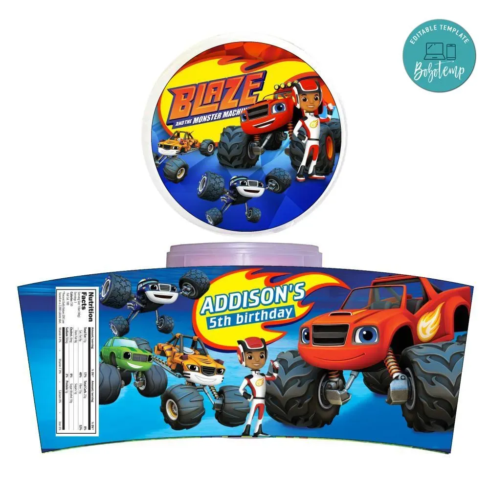 Blaze And The Monster Cotton Candy Label Template | Bobotemp