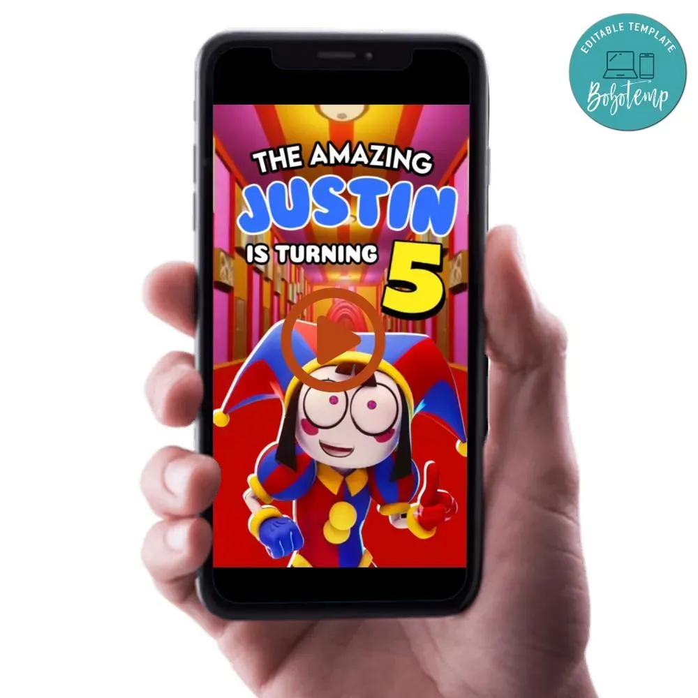 Amazing digital circus Video Invitation Digital Template DIY | Bobotemp