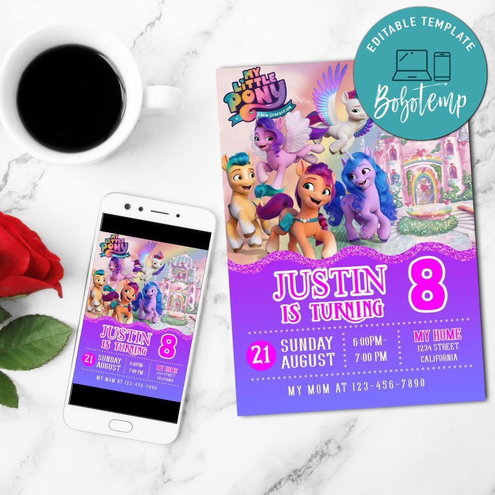 My Little Pony A New Generation Invitation Customizable Template | Bobotemp