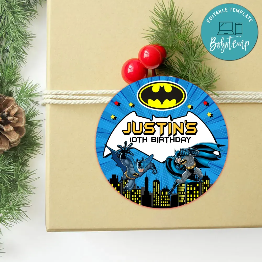 Batman Circle Sticker Template Customizable DIY | Bobotemp