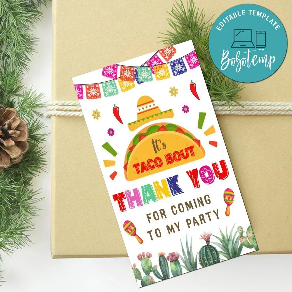 Taco Thank You Tag Customizable Template | Bobotemp