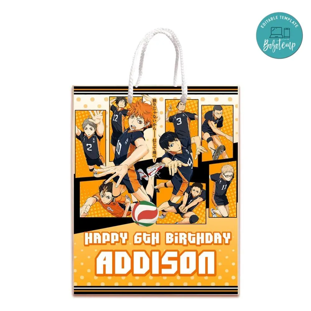 Haikyuu Gift Bag Label Template Printable DIY | Bobotemp