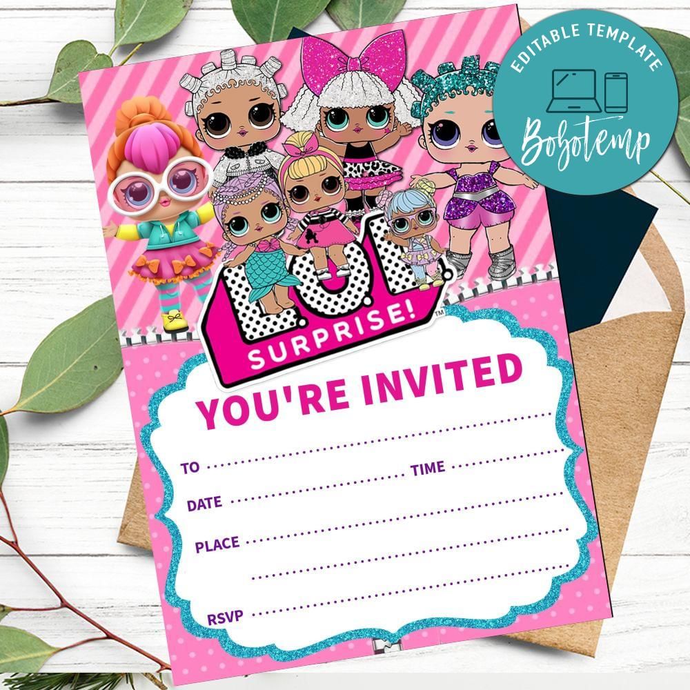 Lol Surprise Dolls Fill In Blank Invitation Customizable Template Createpartylabels