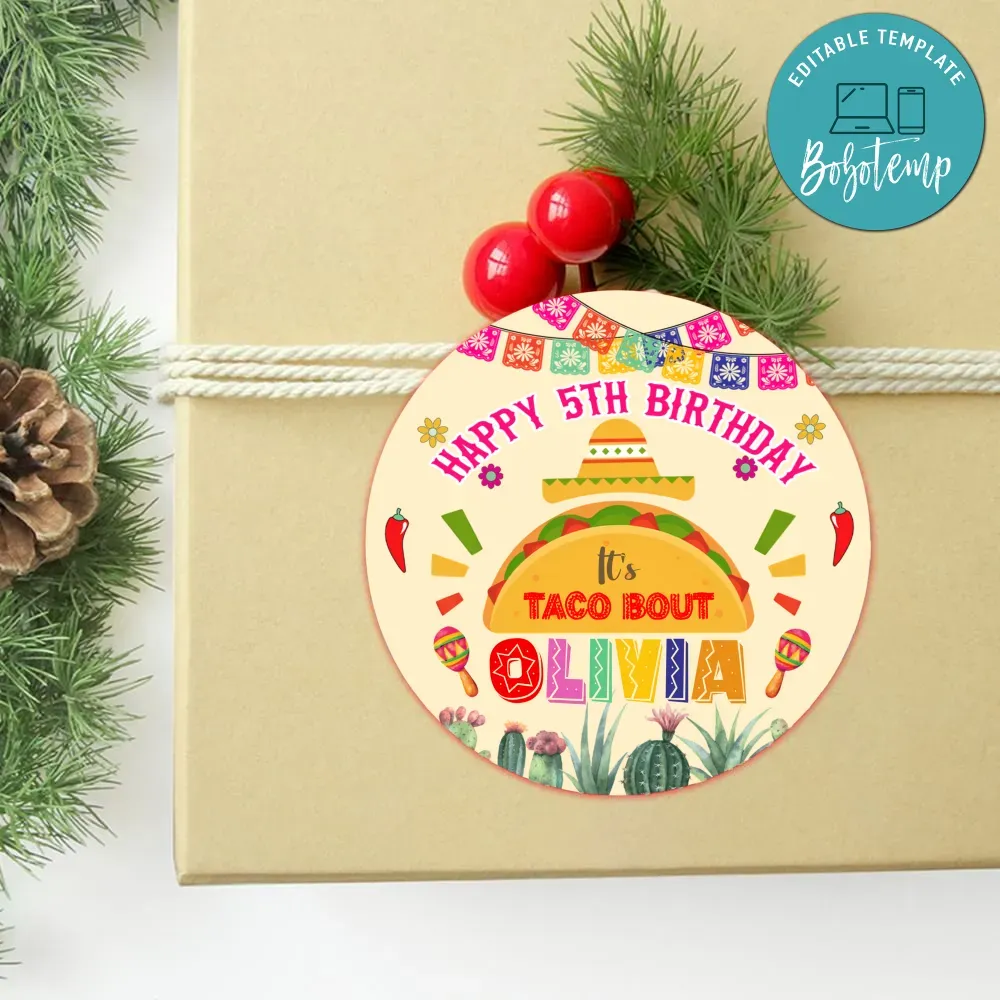 Taco Circle Sticker Template Customizable DIY | Bobotemp