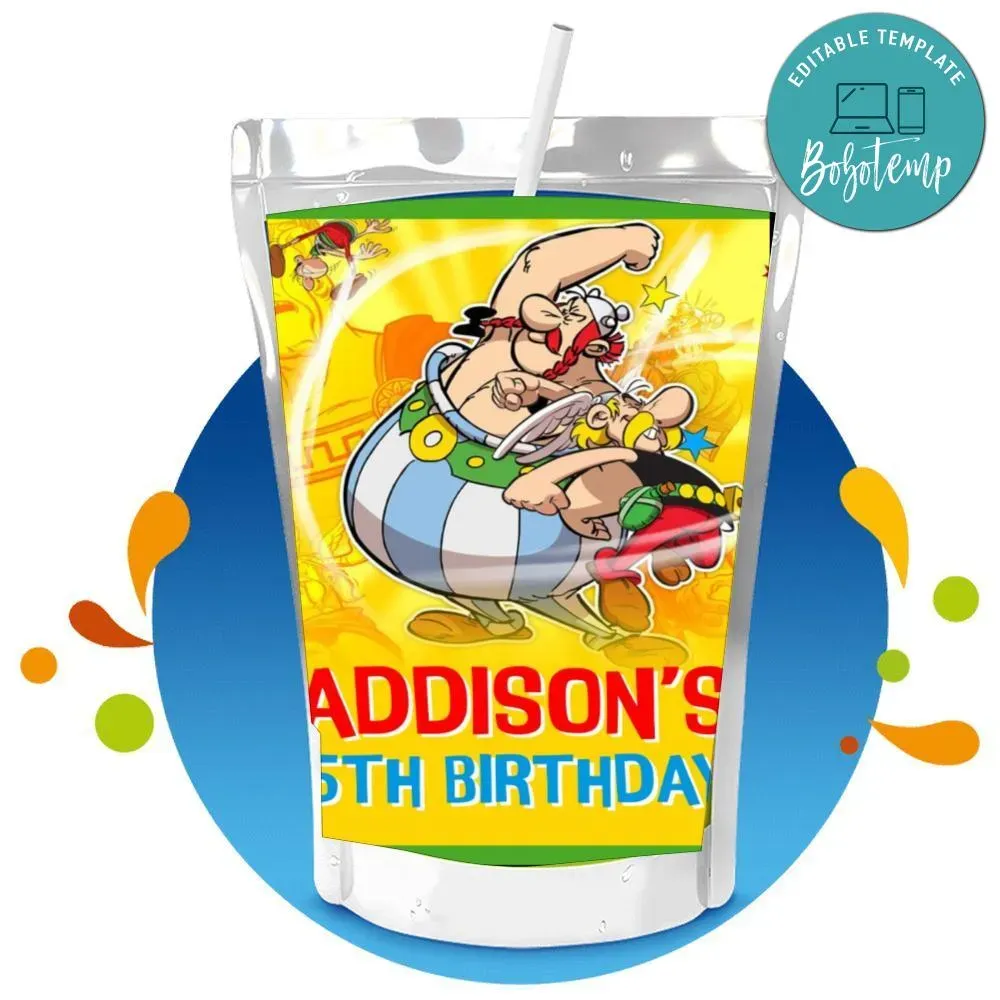 Asterix and obelix Capri Sun Birthday Digital File Printable | Bobotemp