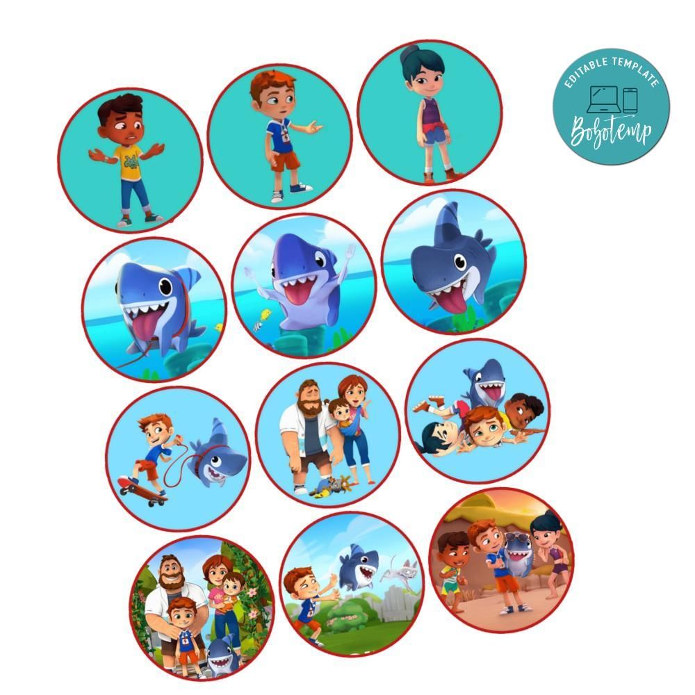 Sharkdog Bobotemp Cupcake Toppers Template Printable Instant Download ...