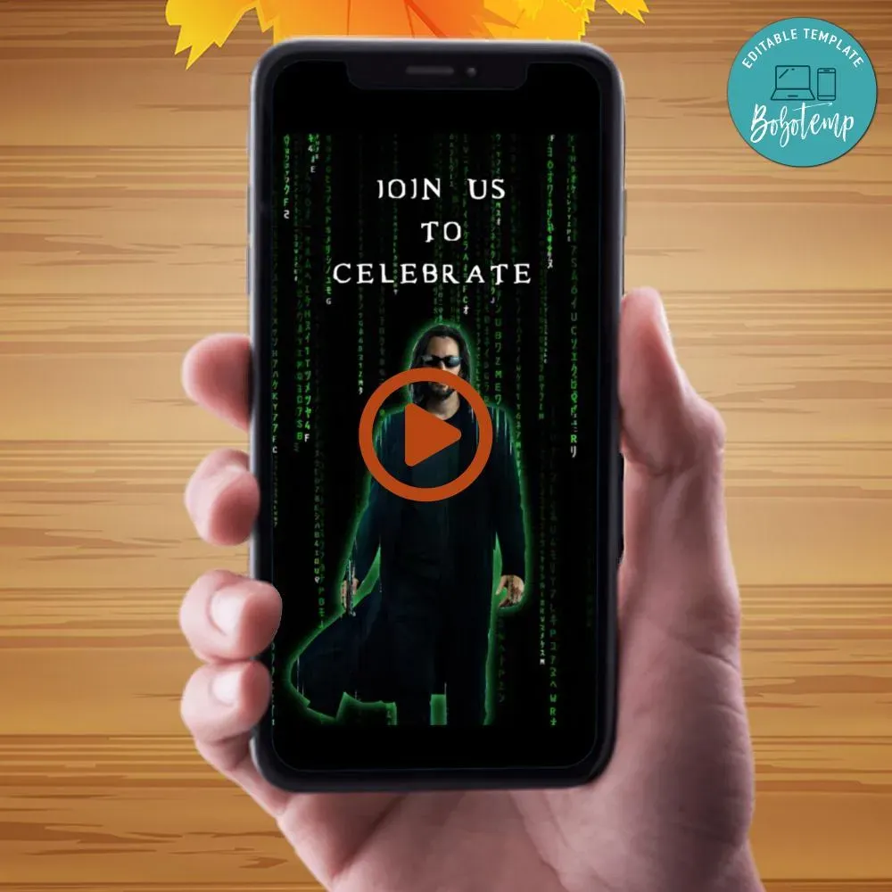 The matrix Video Invitation Digital Template DIY | Bobotemp