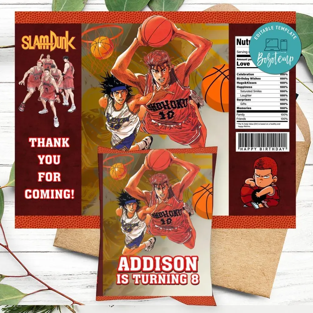 Slam dunk Birthday Party Chip Bag Digital File DIY | Bobotemp