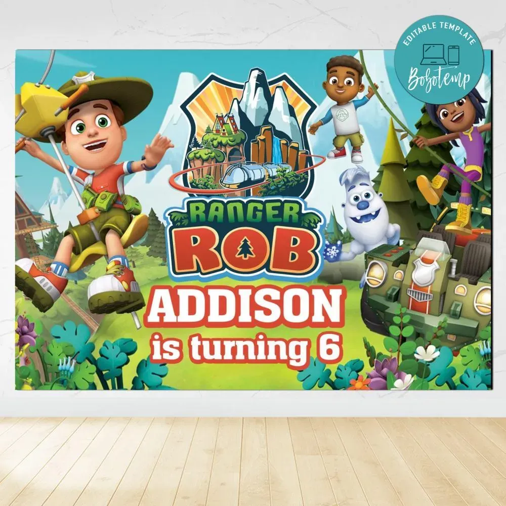Ranger Rob Birthday Backdrop Digital File Template | Bobotemp