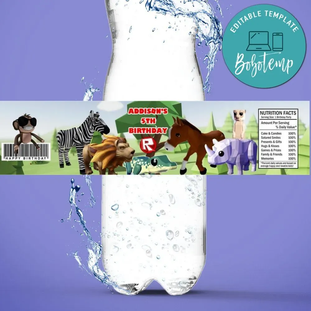 Jungle Minecraft Birthday Water Bottle Label Template | Bobotemp