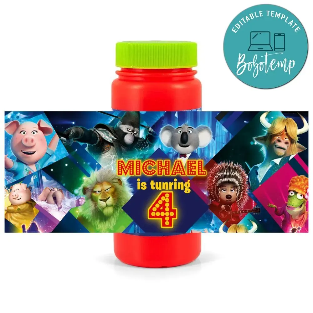 Sing 2 Bubbles Wrapper Template to Print at Home DIY | Bobotemp