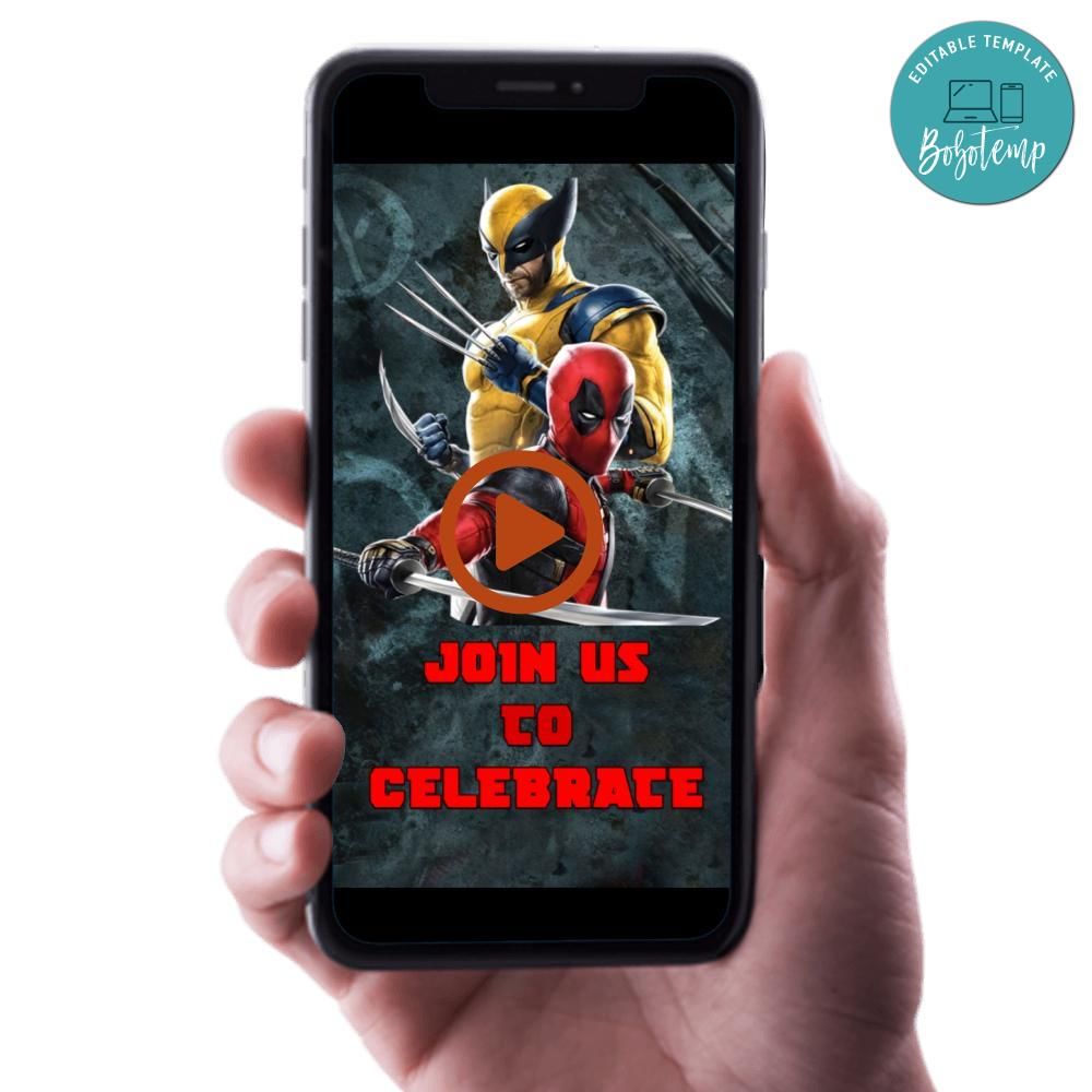 Deadpool & Wolverine Video Invitation Digital Template DIY | Bobotemp