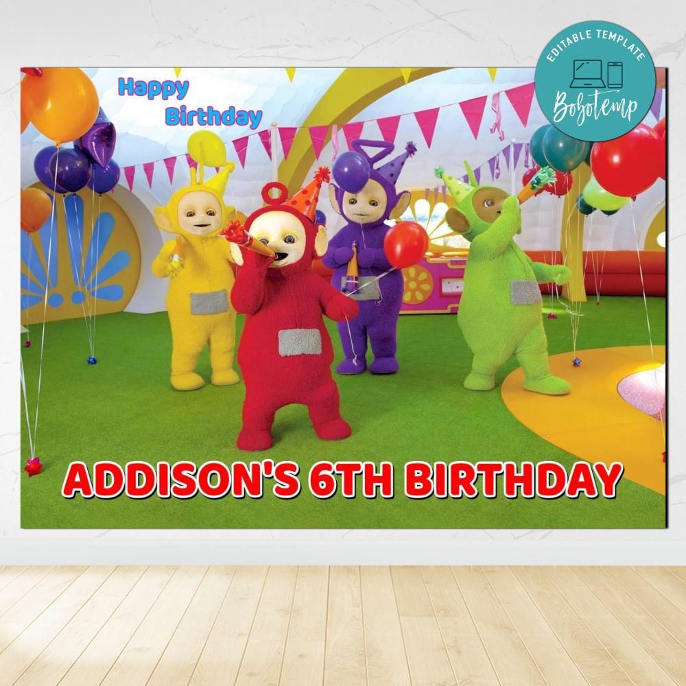 Teletubbies Photography Backdrop Children Happy Birthday Party Baby ...