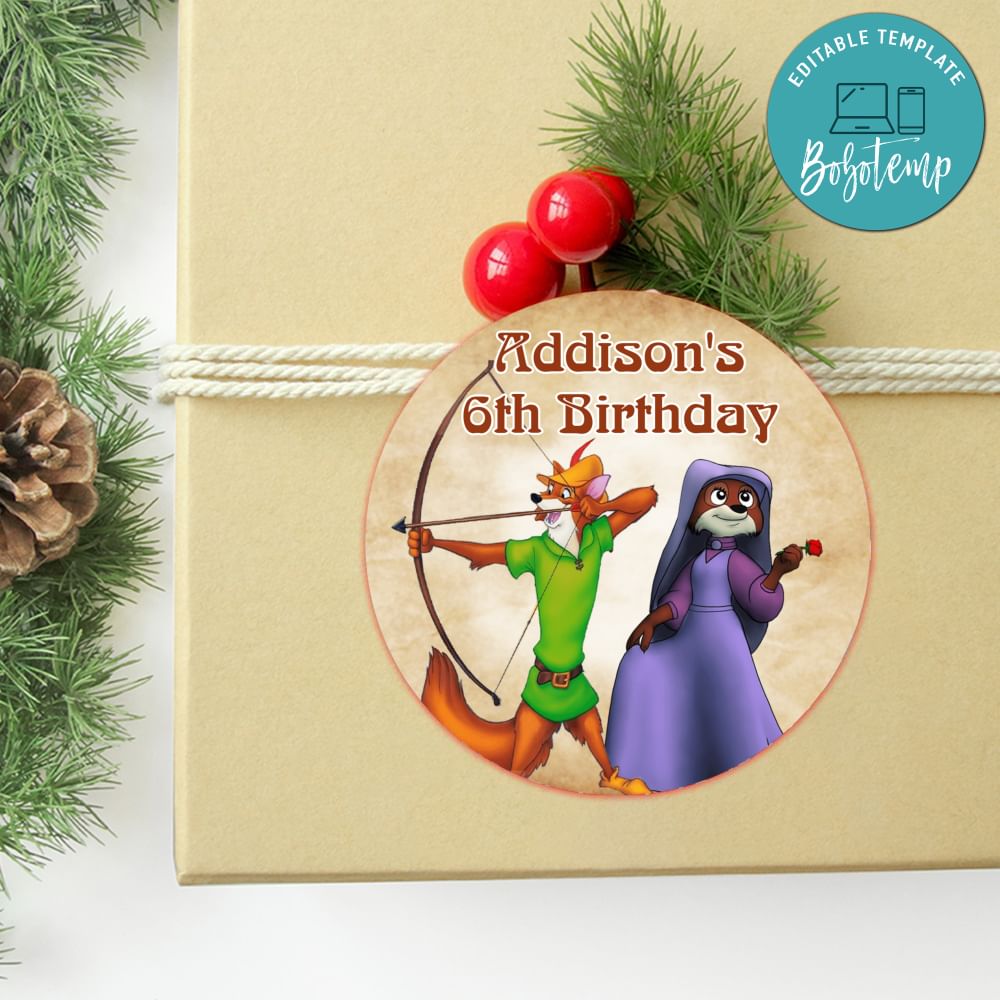 Robin Hood Circle Sticker Template Customizable DIY | Bobotemp