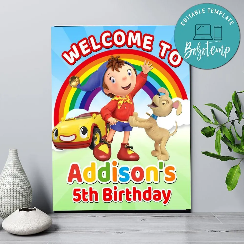 Noddy Birthday Welcome Sign Digital File Printable DIY | Bobotemp