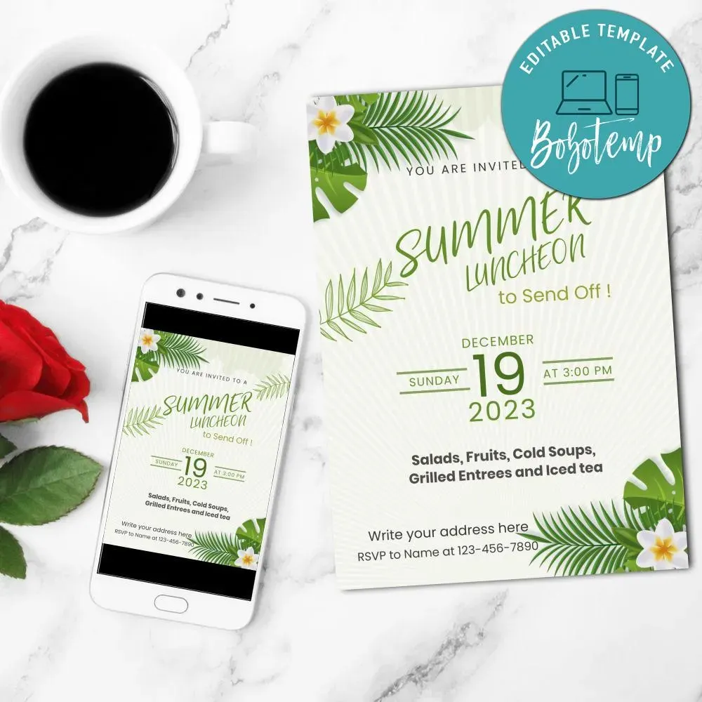 Send off to summer luncheon Invitation Customizable Template DIY | Bobotemp