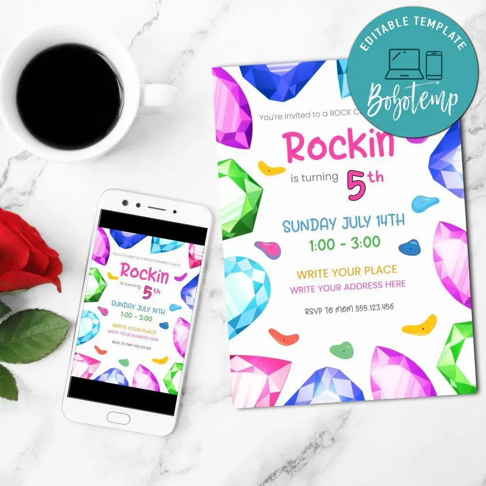 Gem mining Invitation Customizable Template DIY | Bobotemp
