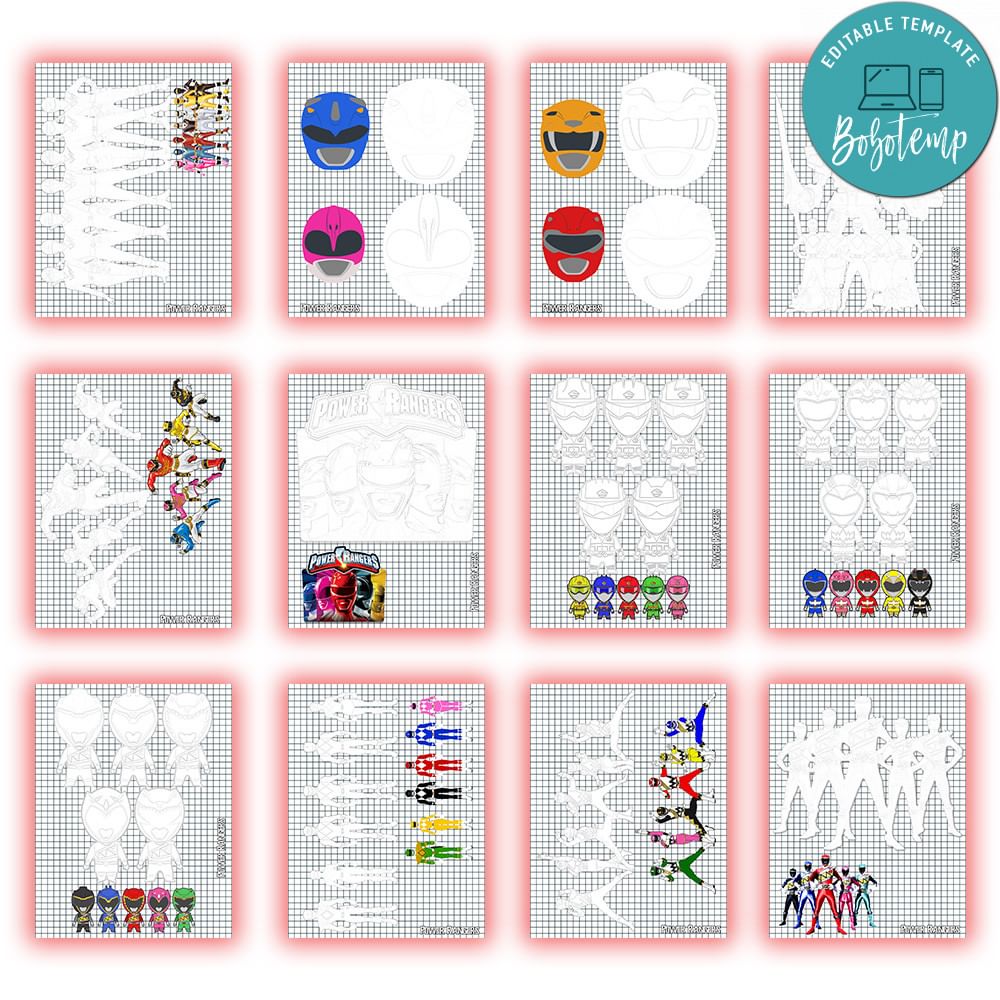 Power Rangers Coloring Pages Customizable Template DIY | Bobotemp