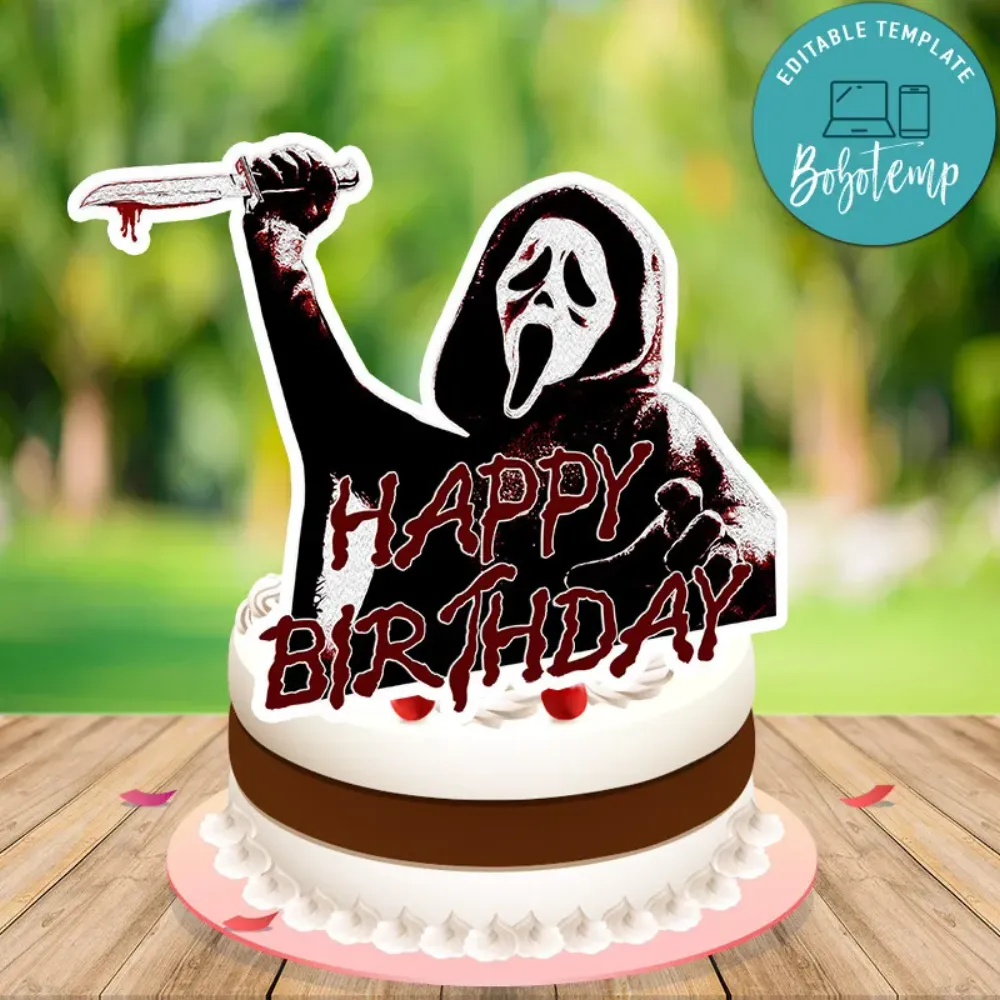 Ghostface Cake Topper Customizable Template | Bobotemp