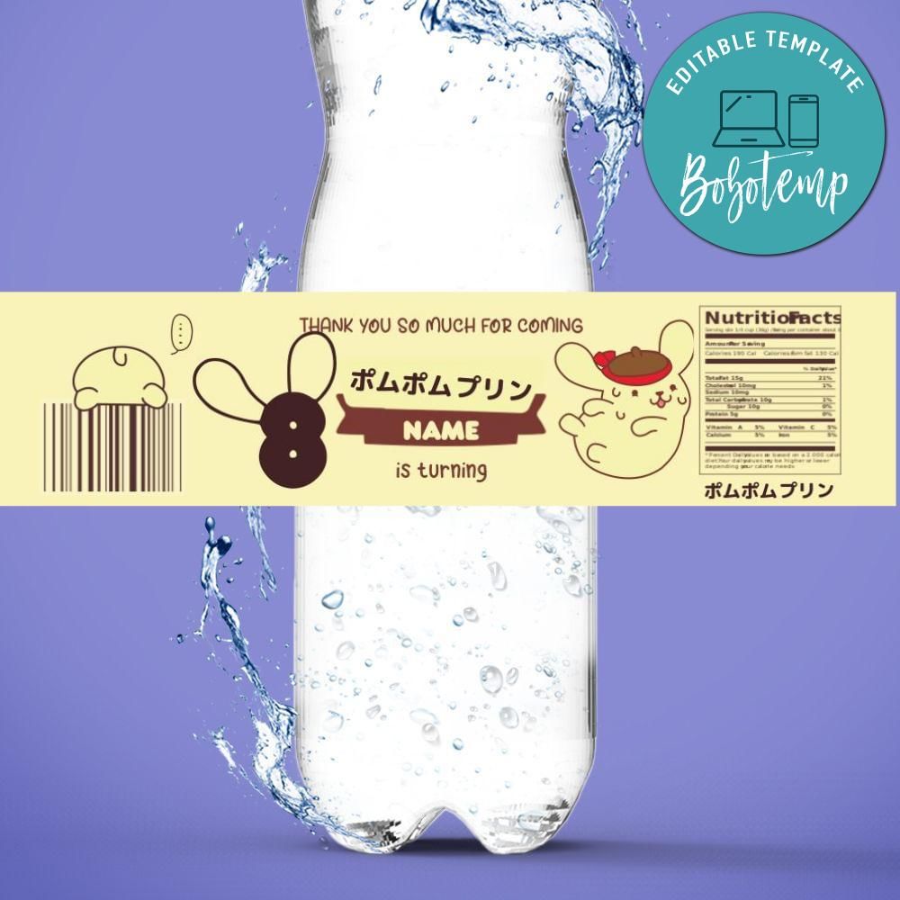 Pompompurin Birthday Bottle Label Customizable Template DIY | Bobotemp