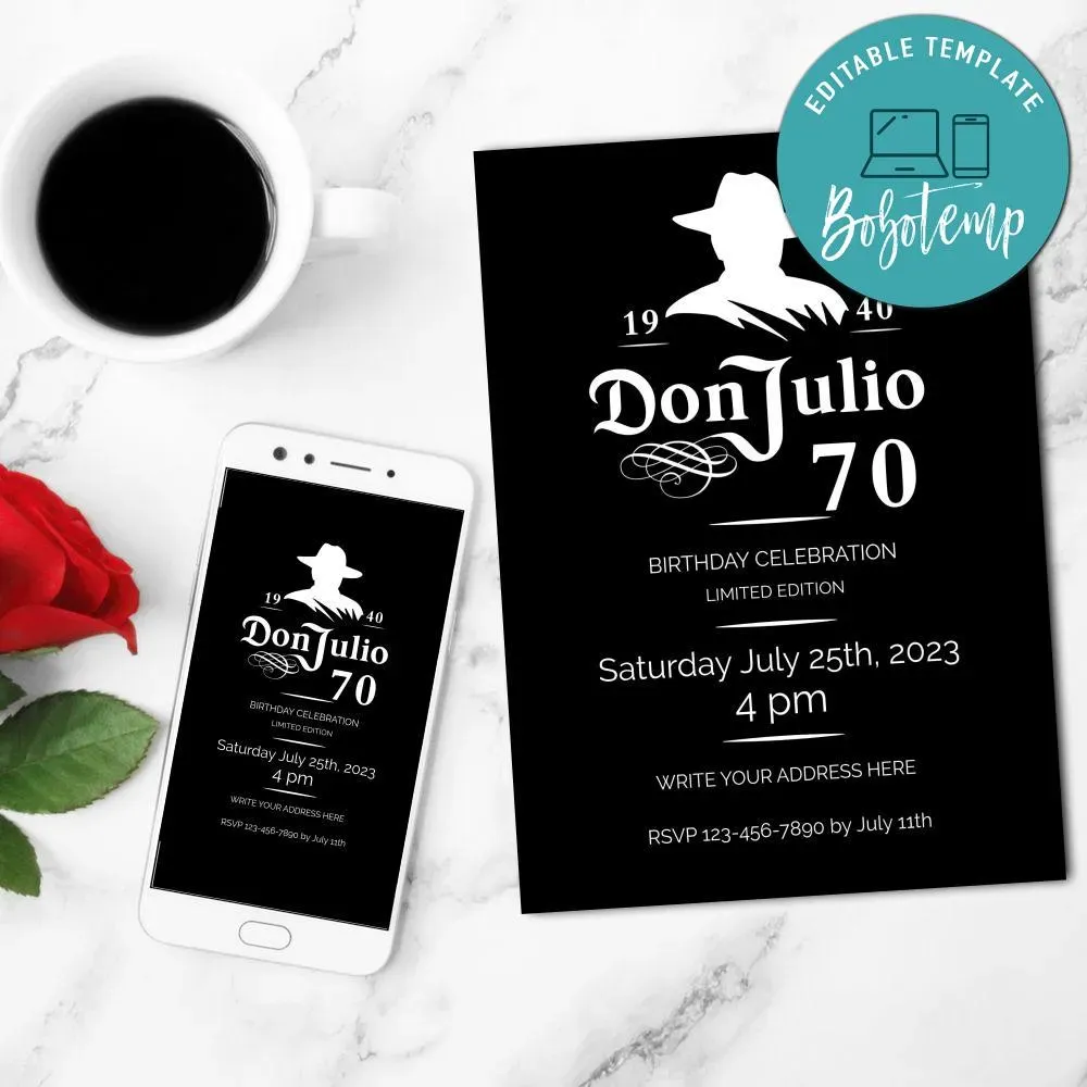 Don julio Invitation Customizable Template DIY | Bobotemp Shop