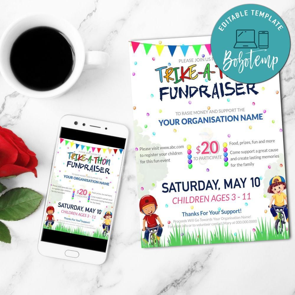 Trike-a-thon Fundraiser Flyer Customizable Template DIY | Bobotemp
