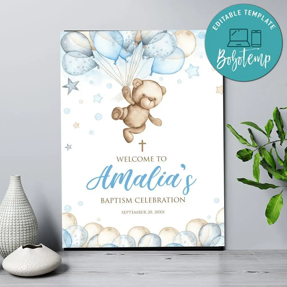 Teddy Custome Welcome Sign Customizable Template Instant Download ...