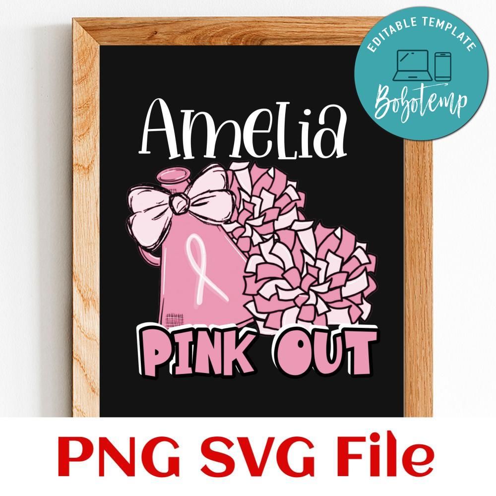 Pink out cheer Custom Name Customer Request PNG | Bobotemp