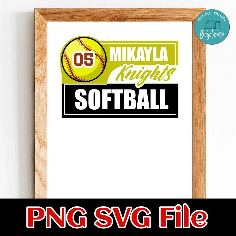 Softball Custom Name Team Name SVG design template | Bobotemp