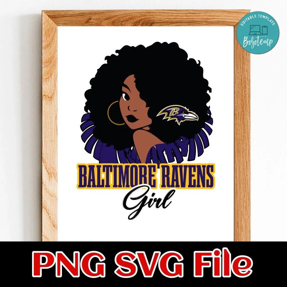 Baltimore Ravens girl PNG SVG file template | Bobotemp