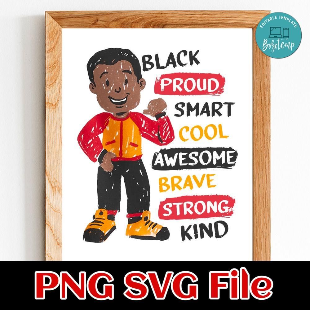 Black Proud Smart Cool Awesome Brave Strong Kind PNG file | Bobotemp