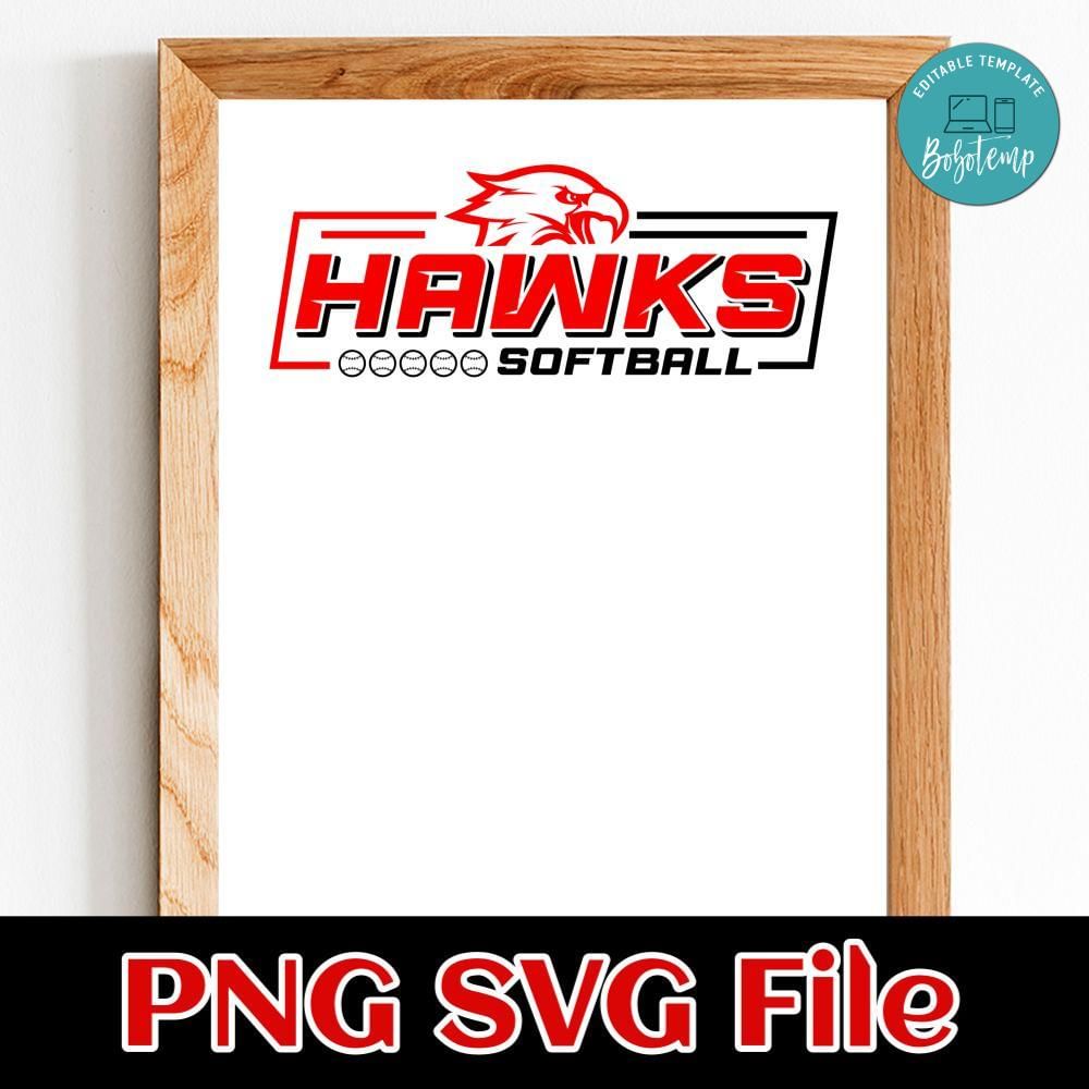 Hawks softball SVG PNG | Bobotemp