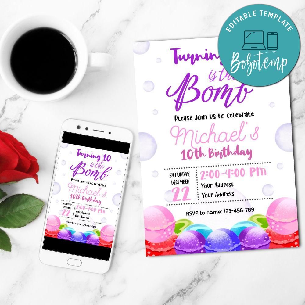 Bomb Invitation Template Customizable Instant Download | Bobotemp