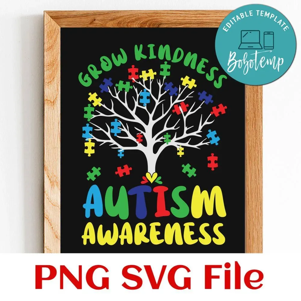 Tree Of Kindness Puzzle Pieces Cute Autis PNG SVG design template ...