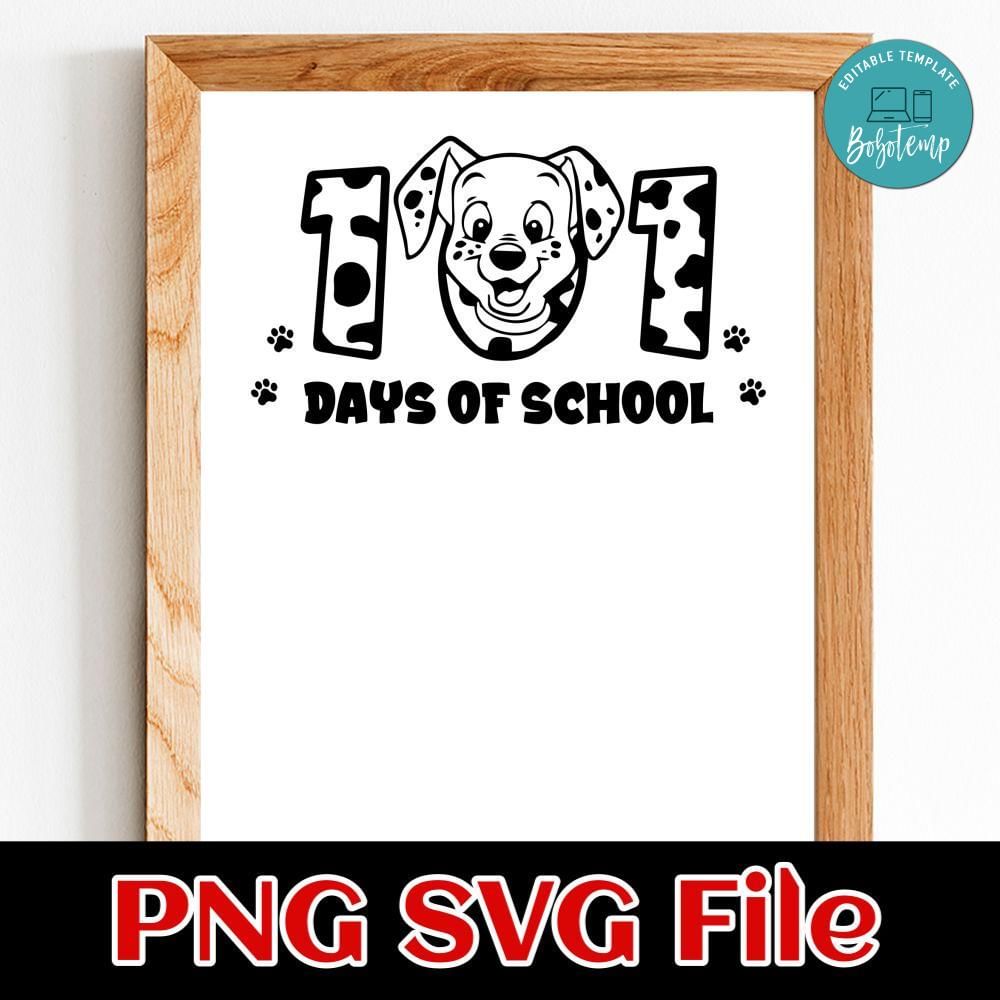 101 Days Of School dalmatian PNG SVG file template | Bobotemp