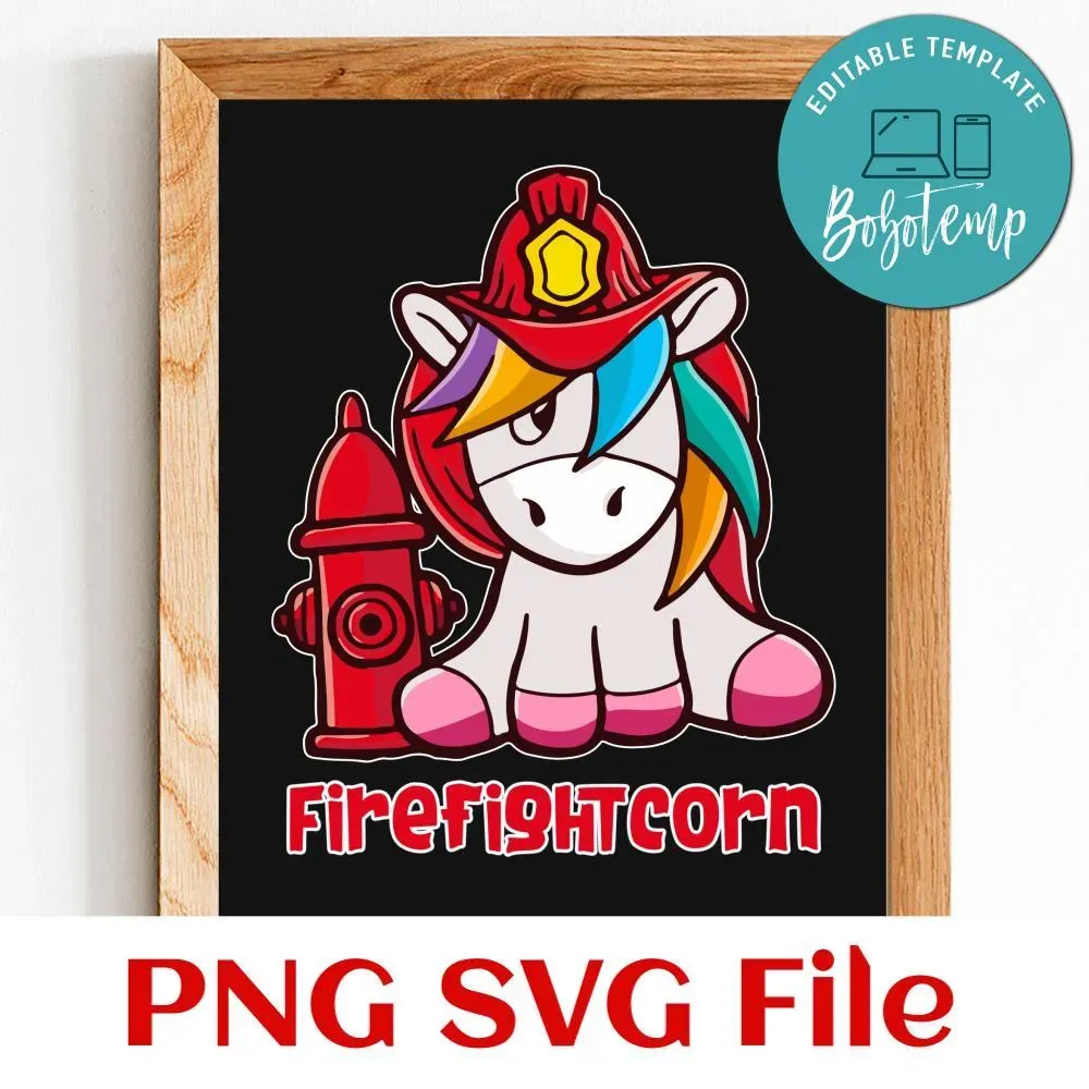 Firefighter Unicorn SVG PNG | Bobotemp